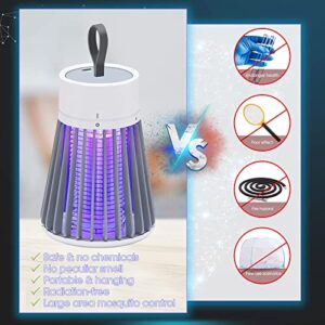 LEOFI Electric Bug Zapper for Indoors Outdoor Fly Zapper Mosquito Trap LED Fly Trap and Purple Light Portable Camp Mosquito Killer Up to 6 Hours of Battery Have Security Grid(Gray)