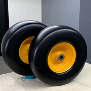 HORSESHOE New Commercial Solid 13x5.00-6 Flat Free Smooth Tire on Steel Wheel for Riding Lawn Mower (Deck 36"-68") Garden Tractor - Center hub 3.25"-5.9" - Bore ID 5/8" 135006 (2)