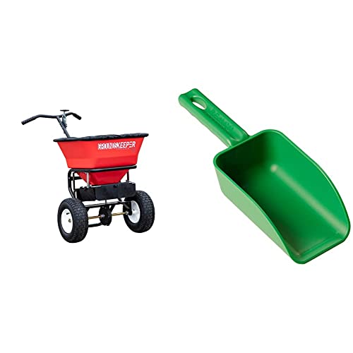 Buyers Products Walk Behind Push Snow Rock Salt Spreader 3039632R Grounds Keeper, 100 Pound Capacity, Red & Vikan Remco 63002 Color-Coded Plastic Hand Scoop, 16 oz, Green