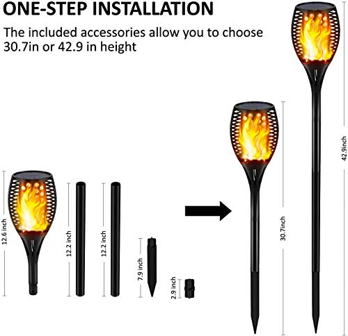 Gold Armour 2 Pack Solar Lights Upgraded - Flickering Flames Torch Solar Path Light - Dancing Flame Lighting 96 Led Dusk to Dawn Flickering Tiki Torches Outdoor Waterproof Garden