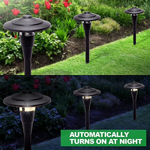 GreenLighting Low Voltage Outdoor Lights - Modern Skyline Path Stake Lights - Walkway Lights, Garden and Lawn Lights - Includes Transformer, Control Box and Landscape Wire (8 Pack)