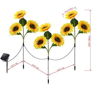 Homeleo Solar Lights Outdoor Garden Waterproof,Upgraded 3-Pack 9 Flowers Solar Sunflowers Stake for Yard Decor,LED Artificial Flowers for Lawn Patio Porch Flowerbed Pathway Grave Cemetery Decorations