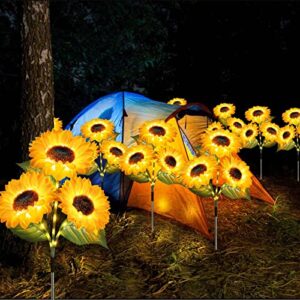 Homeleo Solar Lights Outdoor Garden Waterproof,Upgraded 3-Pack 9 Flowers Solar Sunflowers Stake for Yard Decor,LED Artificial Flowers for Lawn Patio Porch Flowerbed Pathway Grave Cemetery Decorations