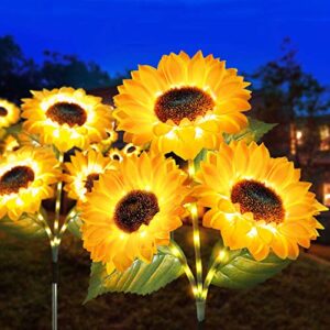 Homeleo Solar Lights Outdoor Garden Waterproof,Upgraded 3-Pack 9 Flowers Solar Sunflowers Stake for Yard Decor,LED Artificial Flowers for Lawn Patio Porch Flowerbed Pathway Grave Cemetery Decorations