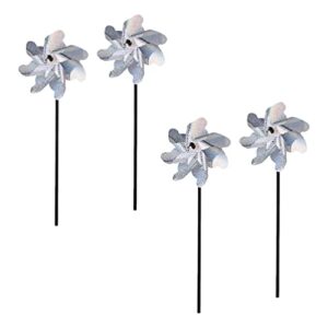 happyyami 4pcs reflective pinwheels birds deterrent bird devices bird windmill high reflection pinwheels bird to keep bird, pigeons, seagulls away garden, house