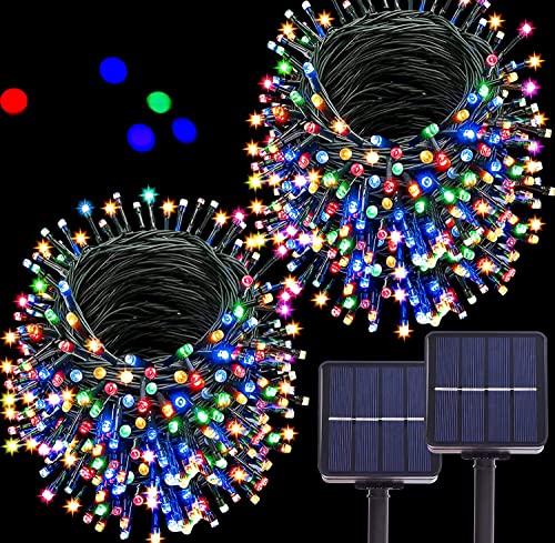 Solar String Lights 480 LED 171Ft 8 Modes Christmas Lights Outdoor, Waterproof Solar Powered Christmas Holiday Decorations Solar Twinkle Lights for Patio Garden Tree Fence Yard Party, Multi