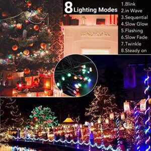 Solar String Lights 480 LED 171Ft 8 Modes Christmas Lights Outdoor, Waterproof Solar Powered Christmas Holiday Decorations Solar Twinkle Lights for Patio Garden Tree Fence Yard Party, Multi