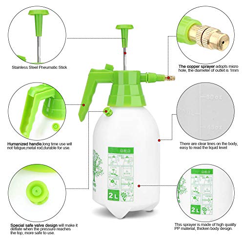 Bamjour 2L Capacity Manual Pressurized Water Sprayer Spray Gun Sprinkler Tool Garden Lawn Plant Thicken Body Design