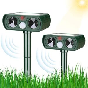 lubatis 2 pack animal repellent outdoor solar animal repeller deterrent with motion sensor ultrasonic repellent for cat, squirrel, deer, raccoon, skunk, rabbit, dog, waterproof