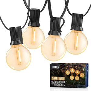 outdoor string lights,50ft+5ft shatterproof led patio lights with 30 dimmable plastic g40 bulbs,2200k waterproof hanging lights string,connectable outside lights for backyard,cafe,porch,deck,e12 base