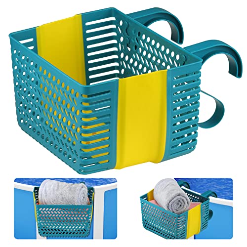 Poolside Storage Basket,Above Ground Pool Storage Basket,Pool Storage Bin for Framed Swimming Pools,Pool Toy Basket,Poolside Storage Containers Basket to Organize Clothes