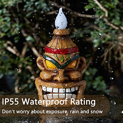 Yiosax Tiki Touch Outdoor Decor-Solar Tiki Torches Figurine with Flickering Flame |Easter Garden Statues for Patio, Bar, Yard, Backyard Decorations(8.74inch Tall)