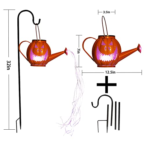 Morestar Solar Halloween Decorations Pumpkin Lanterns Watering Can Lights,Jack-o-Lantern Light Up Solar Garden Outdoor Decorative Waterfall Lights,Halloween Gifts Yard Signs Pumpkins for Patio Lawn