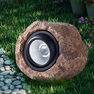 timeflies landscape rock light, solar powered garden lights outdoor decorative waterproof led spotlight for pathway, walkway, yard, patio