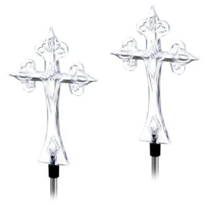 cross solar light landscape garden stake (set of 2 pcs) garden, lawn, supply, maintenance