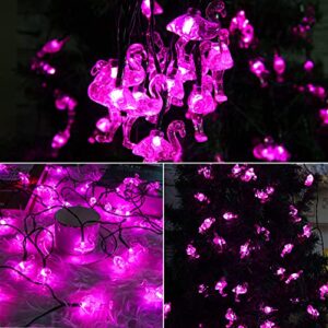 ENSHUI Solar String Lights Outdoor Waterproof 60 LED 35.6ft Pink Flamingo Garden Lights 8 Lighting Modes Fairy Lights String Deck Patio Porch Christmas Decoration (Flamingo)