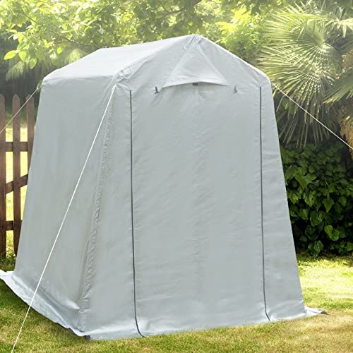 6 x 7 Feet Outdoor Shed Car Tent Carport Garage Storage Shed UV Proof Cover Ideal for Motorcycles, Bicycles, Garden Tools, Lawn Mower, Fire Woodard, Patio Furniture Storage, Gray