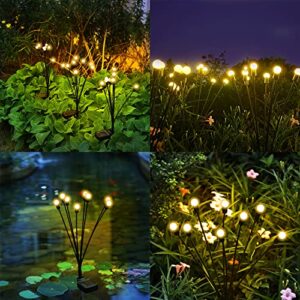 Solar Garden Swing Lights - 8 LED Outdoor Firefly Lights, Waterproof Path Lights, Sway with The Wind, for Yard Pathway Landscape Decor, Warm Yellow (2 Pack)