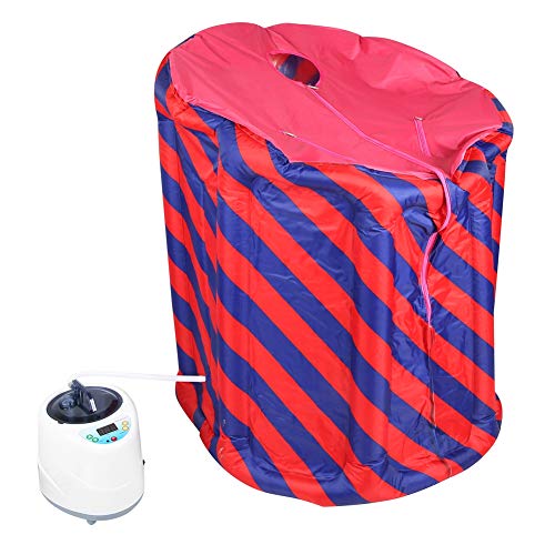 Garden supplies 2L Sauna Steamer Machine with Folding Inflatable Home Sauna Box Red Blue Stripe for Home SPA(RvSky)