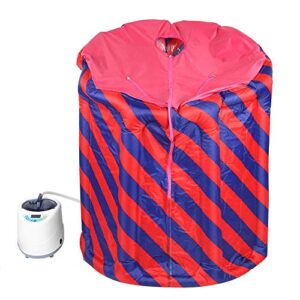 Garden supplies 2L Sauna Steamer Machine with Folding Inflatable Home Sauna Box Red Blue Stripe for Home SPA(RvSky)