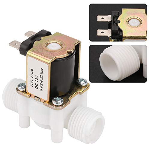 Electric Solenoid Valve, 12V G1/2" NC Plastic Electrical Inlet Solenoid Water Valve for Water Dispense Water Control Diverter Device