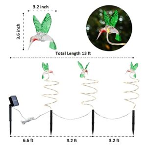 Solar Hummingbird Garden Stake Lights Set of 3, Solar Powered 45 LED Spiral Tree Hummingbird Figurines Decorative Landscape Lighting with 8 Lighting Modes for Path, Yard, Lawn, Halloween, Christmas