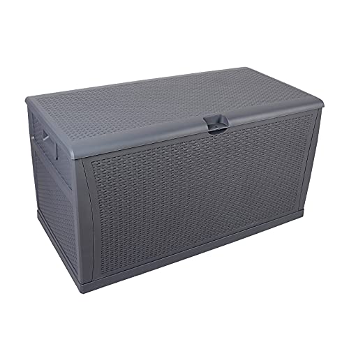 120 Gallon Outdoor Storage Deck Box Large Resin Patio Storage for Outdoor Pillows Garden Tools and Pool Supplies Waterproof, Lockable