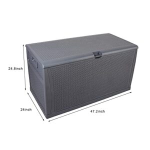 120 Gallon Outdoor Storage Deck Box Large Resin Patio Storage for Outdoor Pillows Garden Tools and Pool Supplies Waterproof, Lockable