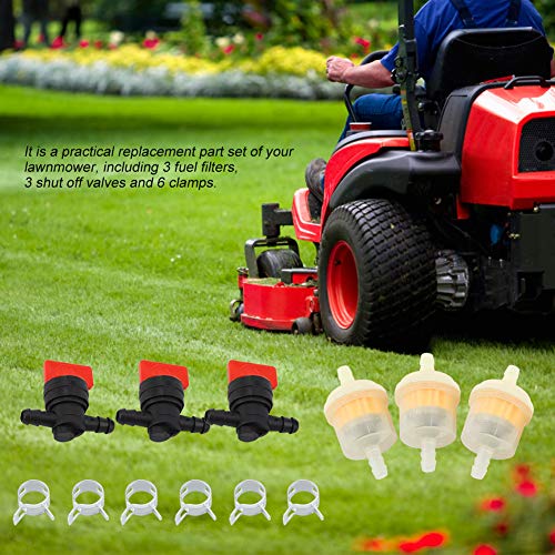 In Line Fuel Gas Filter Shut Cut Off Valve Clamp Fuel Filters Replacement Part Lawn Mower Clamps Garden Brush Cutter Lawnmower Sets for Garden and Agricultural