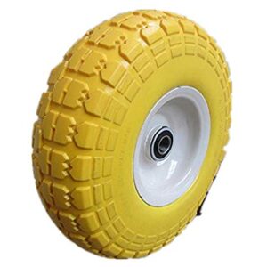 Kunhua 11-pu-y-dh-16p 4.10/3.50-4" Flat Free Hand Truck/Utility Tire, 2.25" Offset Hub, 5/8" Ball Bearings, 10" Tire Diameter,knobby Tread