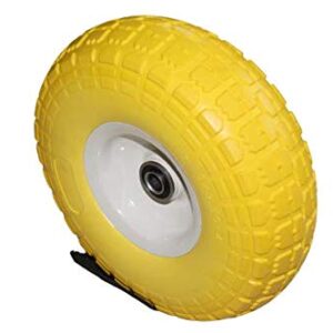 Kunhua 11-pu-y-dh-16p 4.10/3.50-4" Flat Free Hand Truck/Utility Tire, 2.25" Offset Hub, 5/8" Ball Bearings, 10" Tire Diameter,knobby Tread