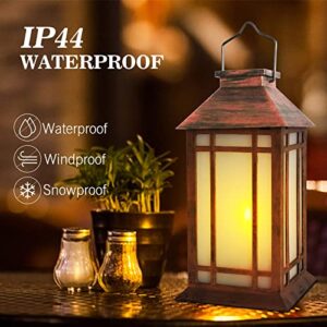 11" Solar Lantern Outdoor Garden Hanging Lanterns Waterproof LED Vintage Flickering Flame Lanterns for Patio, Table, Party.