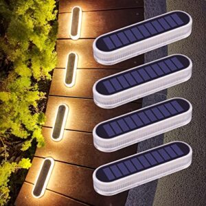 Lacasa Solar Deck Lights, 4 Pack 40LM Solar Powered Step Lights, LED Dock Lights Warm White 2700K Outdoor In-Ground Lights IP68 Waterproof Auto ON/Off for Garden Stairs Driveway Pathway Lighting