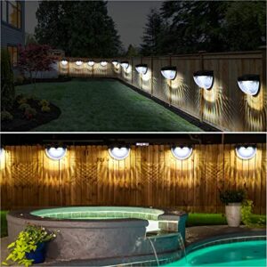 12 Pcs Solar Fence Lights Wall Mount Decorative Deck Lighting Solar Deck Lights Solar Lights Outdoor Waterproof LED Outdoor Lights for Garden Fence Yard Patio Garage