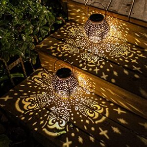 solar lanterns outdoor waterproof garden decorative lights owl hanging solar lanterns for patio, table, pathway, balcony, lawn, yard decor 2 pack