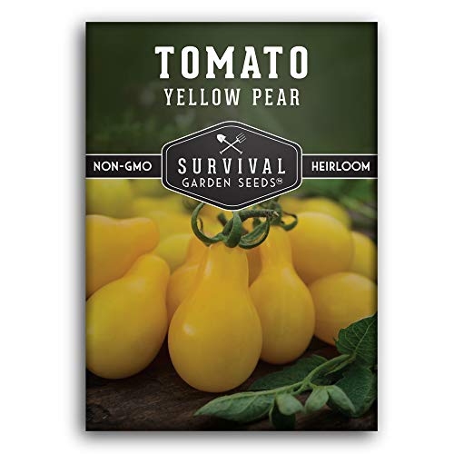 Survival Garden Seeds - Yellow Pear Tomato Seed for Planting - Packet with Instructions to Plant and Grow Golden Tomatoes in Your Home Vegetable Garden - Non-GMO Heirloom Variety