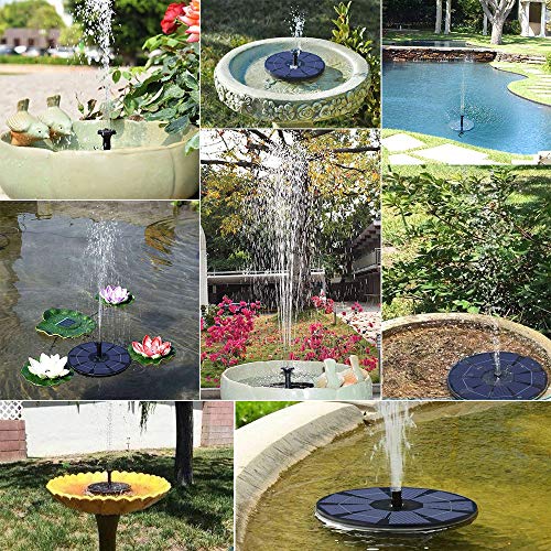 Solar Fountain Pump, SIYIBAEBY 3W Solar Water Pump Fountain Built-in 1200mAh Battery& 6 Nozzles, Floating Water Fountains Pump for Bird Baths, Garden, Fish Tank, Pond, Pool, Aquarium, Patio Outdoor