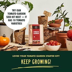 Indoor Vegetable Garden Starter Kit with Tomato Seeds for Planting - Tomato Garden Grow Kit, Non GMO Heirloom Seeds, Wood Gift Box, Soil, Pots, Plant Markers, DIY Home Gardening Gifts for Plant Lovers