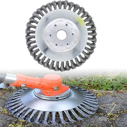 QHALEN 8 Inches Heavy Duty Steal Wire Brush Cutter Trimmer Head with Adapter Kit for String Trimmers, Rust Removal, Lawn Mower