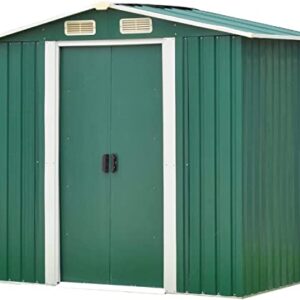 Outdoor Garden Metal Shed 6' X 4' Storage Shed Utility Tool Backyard Lawn Green w/Door