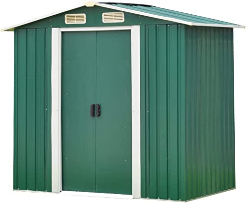 Outdoor Garden Metal Shed 6' X 4' Storage Shed Utility Tool Backyard Lawn Green w/Door