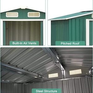 Outdoor Garden Metal Shed 6' X 4' Storage Shed Utility Tool Backyard Lawn Green w/Door