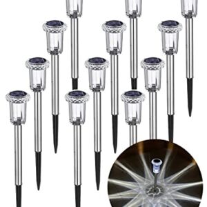 papasbox 12 Pack Solar Pathway Lights Solar Outdoor Lights Stainless Lamp Waterproof LED Solar Powered Landscape Path Ground Stakes Light for Lawn Garden Yard Patio Walkway Driveway Lighting