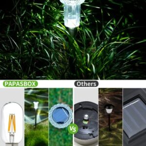 papasbox 12 Pack Solar Pathway Lights Solar Outdoor Lights Stainless Lamp Waterproof LED Solar Powered Landscape Path Ground Stakes Light for Lawn Garden Yard Patio Walkway Driveway Lighting