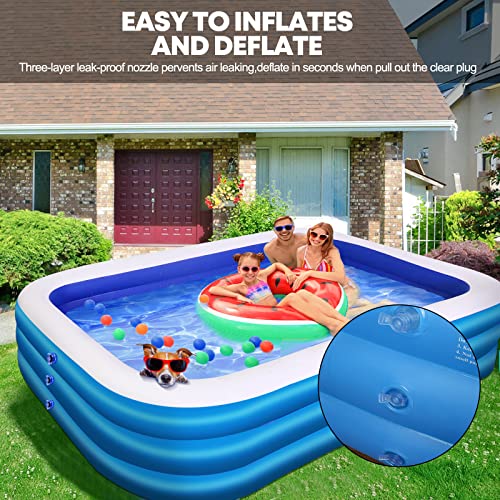 Paddling Pool, Inflatable Pool, Large Family Pool, Rectangular Paddling Pool for The Garden and Outdoor Use