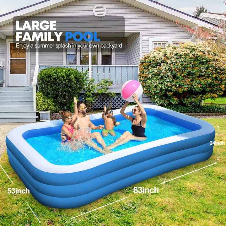 Paddling Pool, Inflatable Pool, Large Family Pool, Rectangular Paddling Pool for The Garden and Outdoor Use