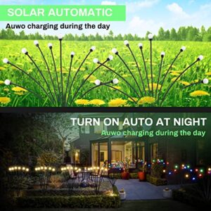 12 Pieces 6 LED Colorful Solar Powered Firefly Lights Solar Lights Outdoor Waterproof Twinkling Mode Firefly Garden Lights for Garden Patio Yard Flowerbed Parties (Colorful and Warm Light, 6 LED)