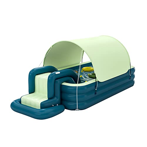 YUEWO Inflatable Swimming Pool with Canopy Above Ground Portable Pool for Baby, Kids, Adults Blow Up Pool for Family Garden Backyard (Green,3m/3Layers)