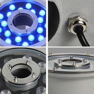 LED Ring Fountain Light, Submersible Underwater Landscape Spotlight Middle Hole 12V/24V IP68 for Garden Fountain Pool (Color : Cold White, Size : 6W(12V))