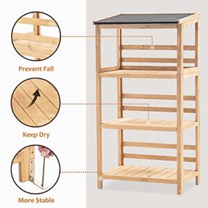 MCombo Outdoor Storage Cabinet, Wood Garden Shed Combination, Garden Tool Storage Shed, Fir Wood Plant Shelf for Outside and Yard 2444 (Natural)